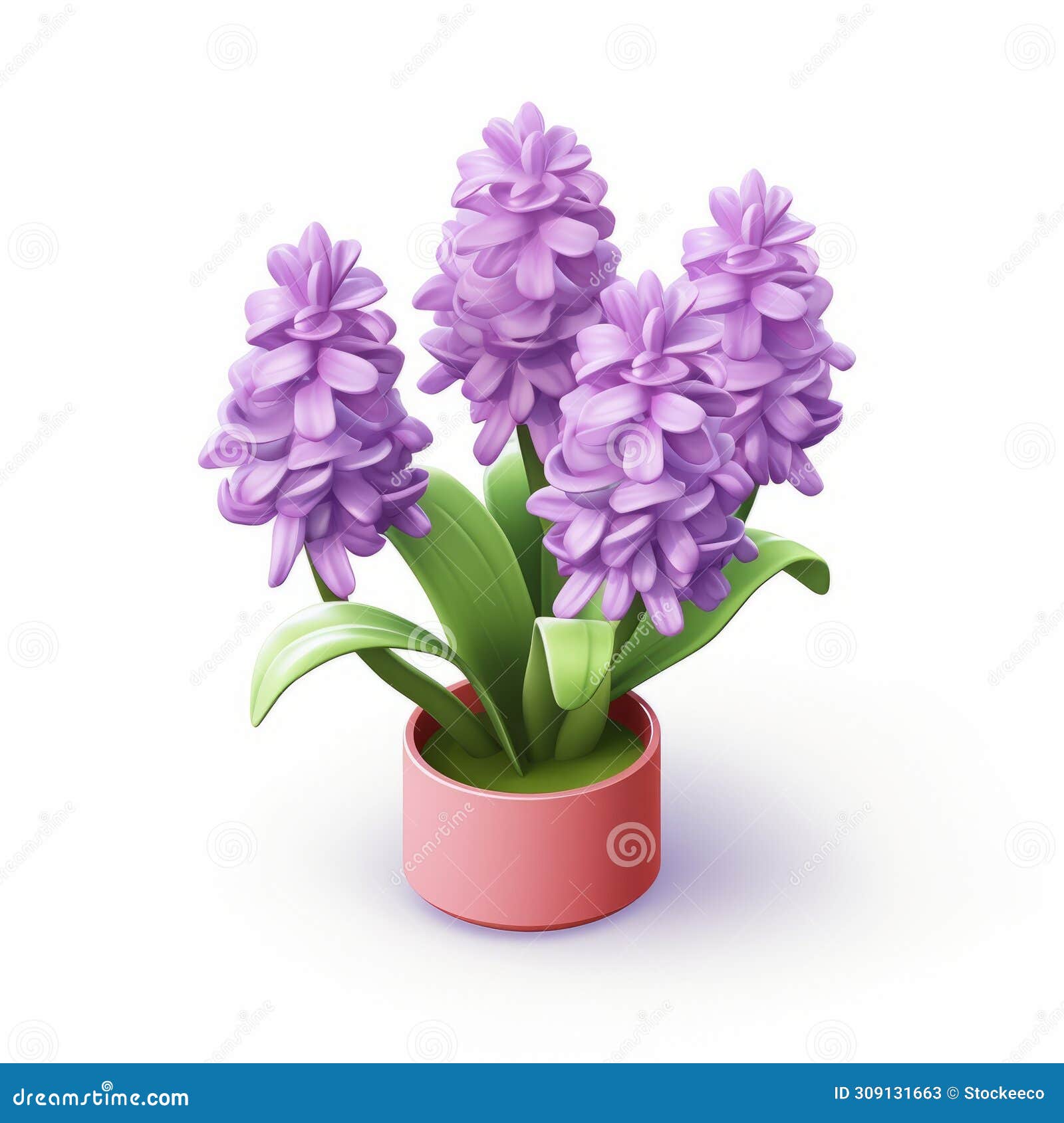Hyacinth 3d Icon: Cartoon Clay Material with Nintendo Isometric Spot ...
