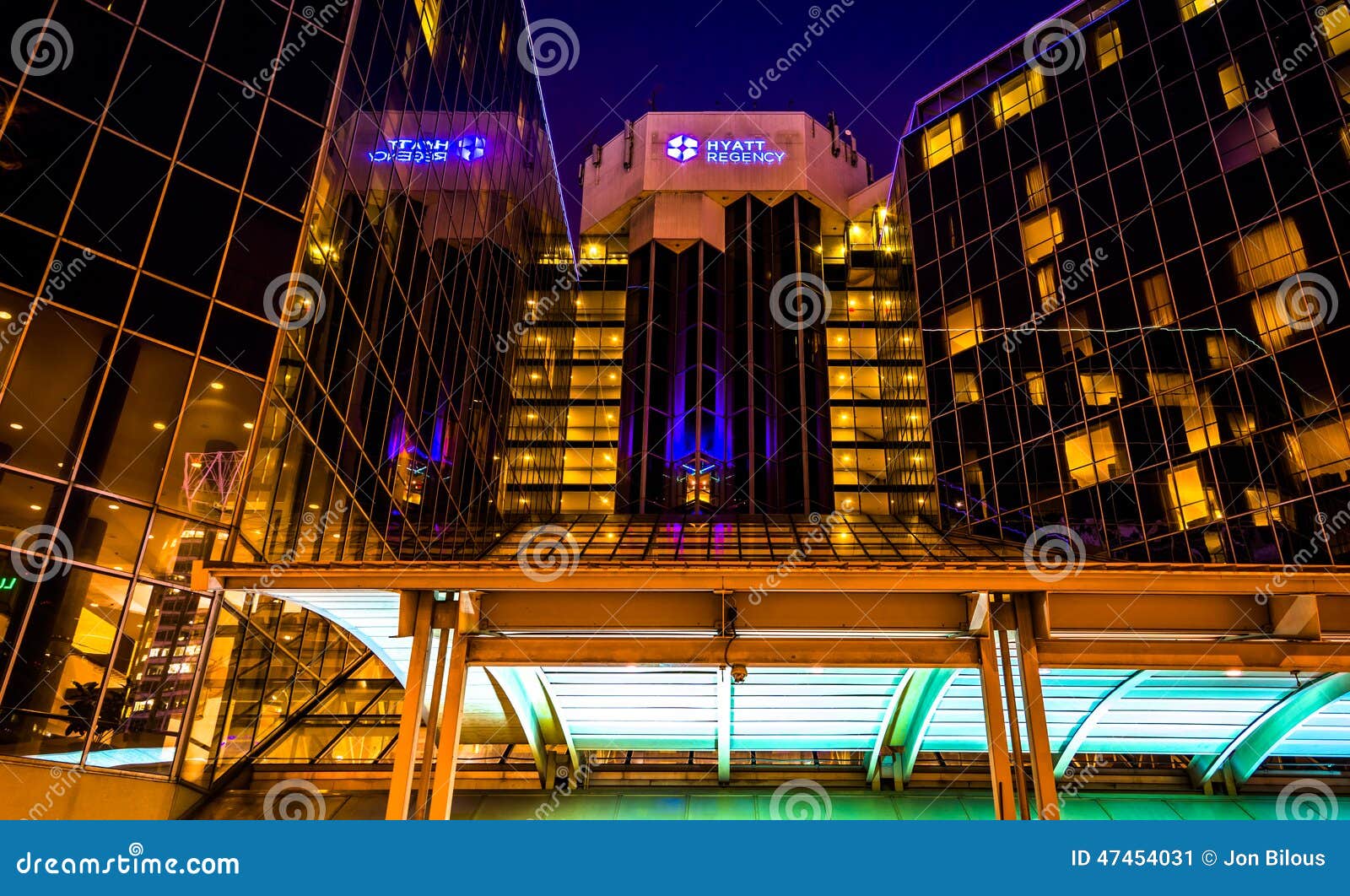 The Hyatt Regency at Night, in Downtown Baltimore, Maryland. Editorial ...