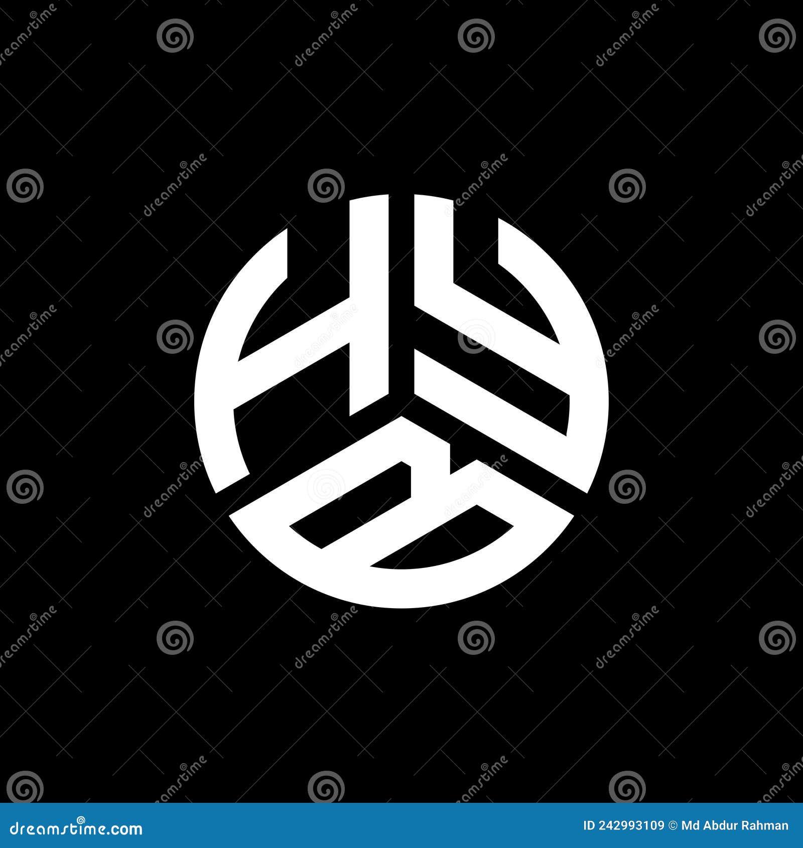 HYB Letter Logo Design on White Background. HYB Creative Initials ...