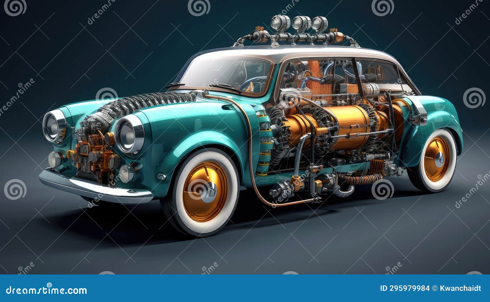 A Hybrid Car with Both a Gasoline Engine and an Electric Motor ...