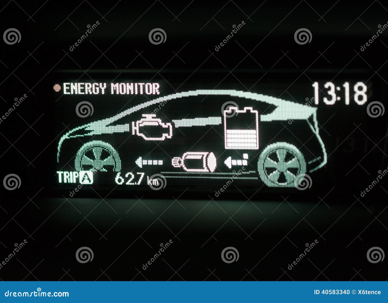 Hybrid Car Display Screen stock photo. Image of status - 40583340