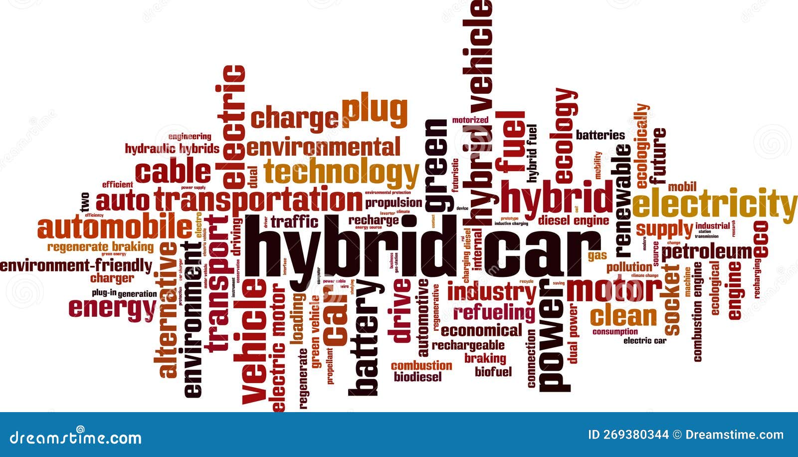 Hybrid car word cloud stock vector. Illustration of dual - 269380344