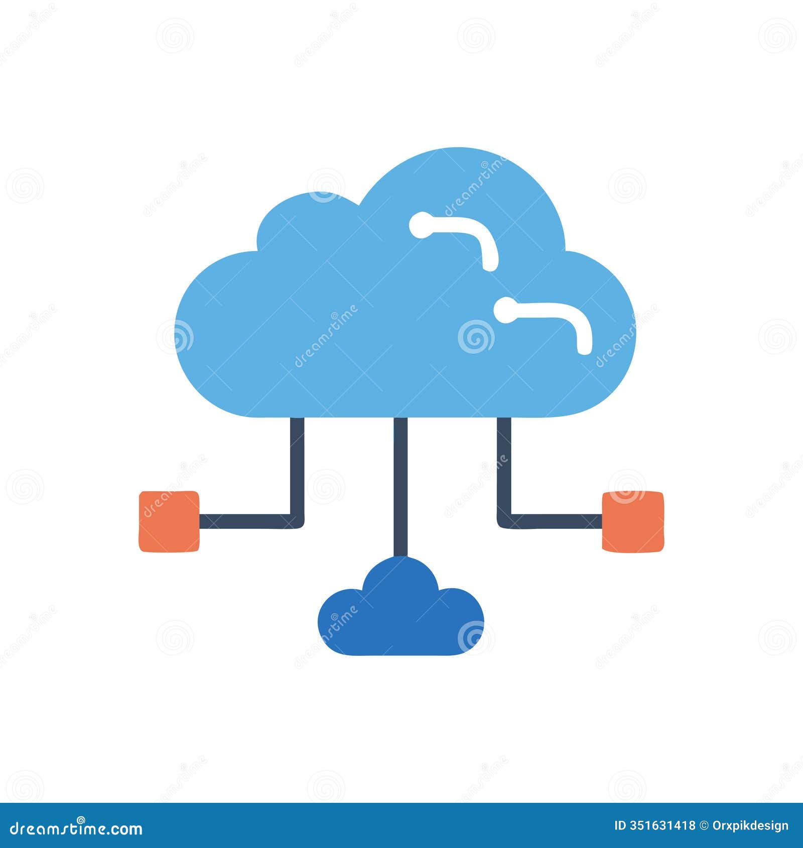 Hybrid Cloud Icon for Data Management Stock Illustration - Illustration ...