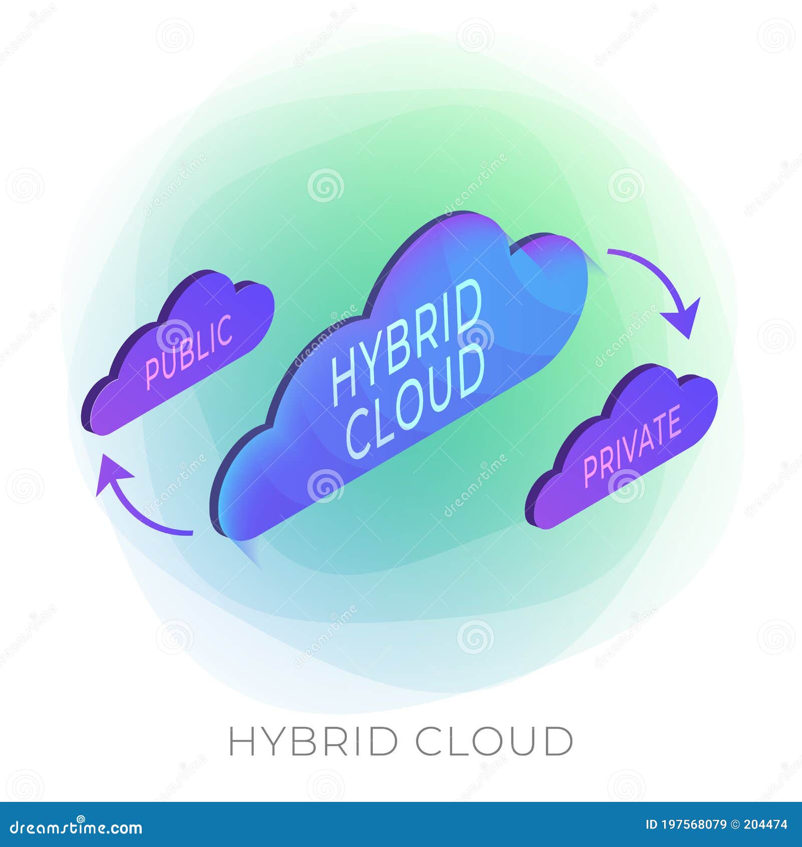 Hybrid Cloud Modern Vector Isometric Icon. a Mixed Computing, Storage ...