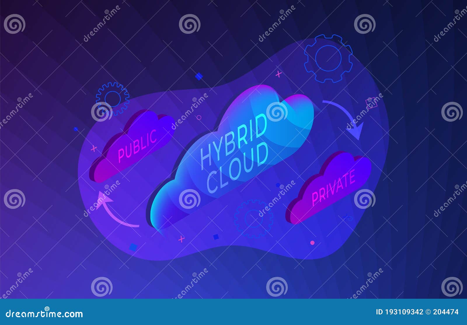 Hybrid Cloud Vector Concept Illustration. a Combination of Related ...