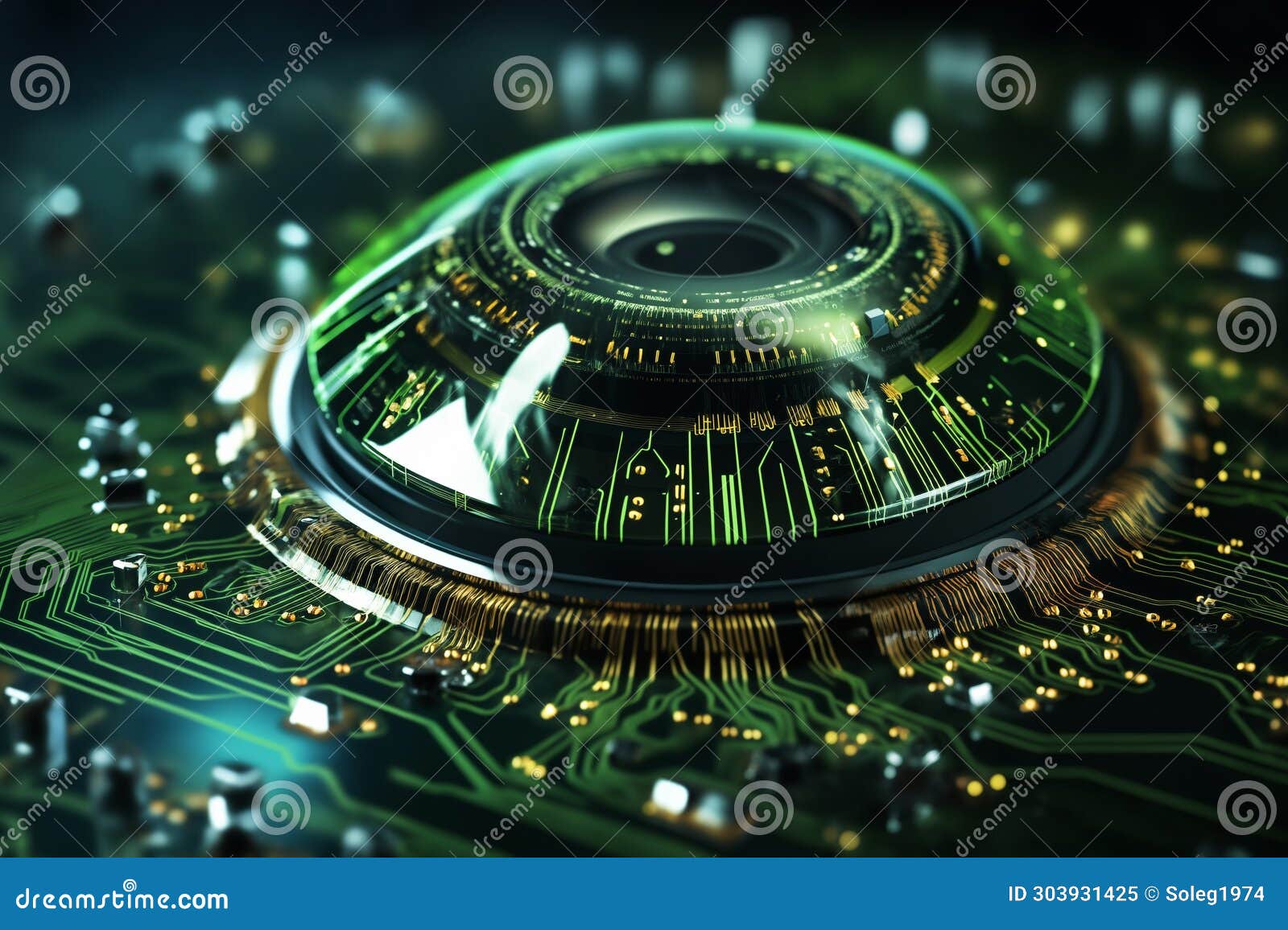 A Hybrid of a Digital Eye and a Lens on a Printed Circuit Board, a ...