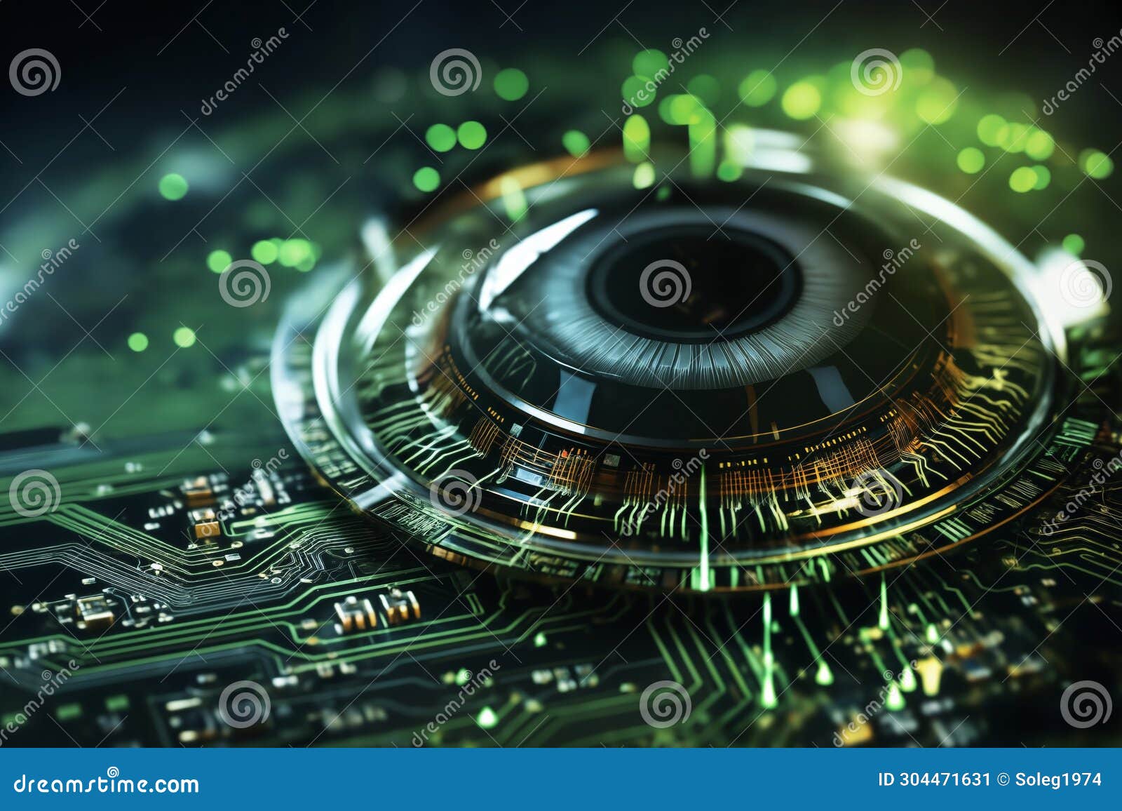 A Hybrid of a Digital Eye and a Lens on a Printed Circuit Board, a ...