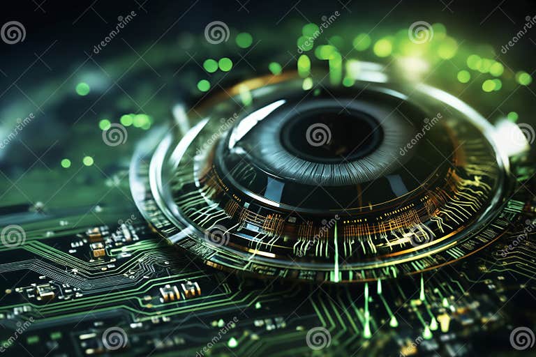 A Hybrid of a Digital Eye and a Lens on a Printed Circuit Board, a ...