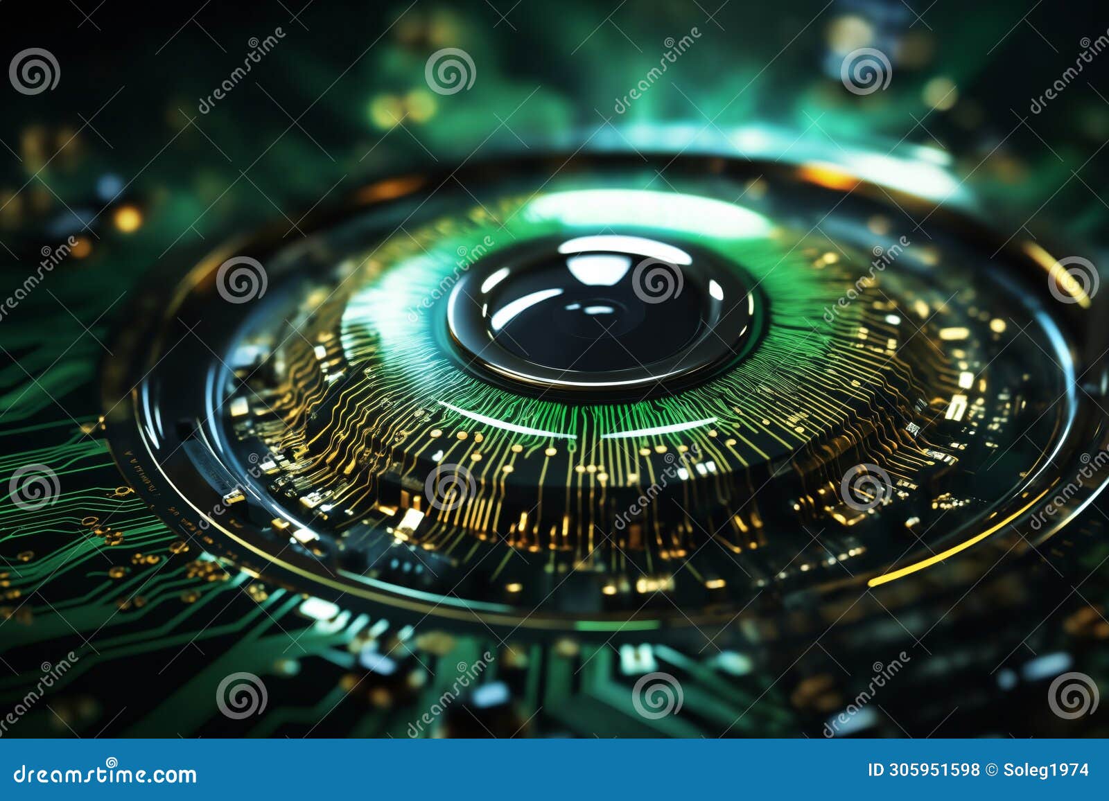 A Hybrid of a Digital Eye and a Lens on a Printed Circuit Board, a ...