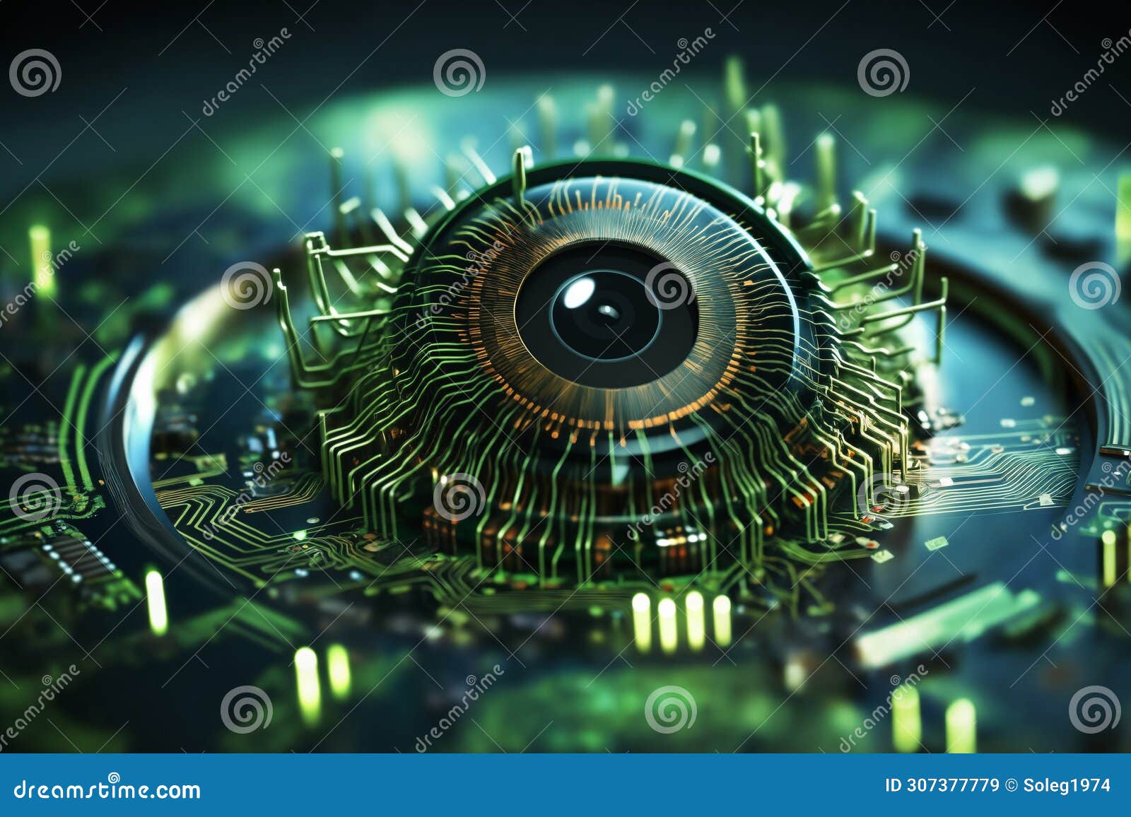 A Hybrid of a Digital Eye and a Lens on a Printed Circuit Board, a ...