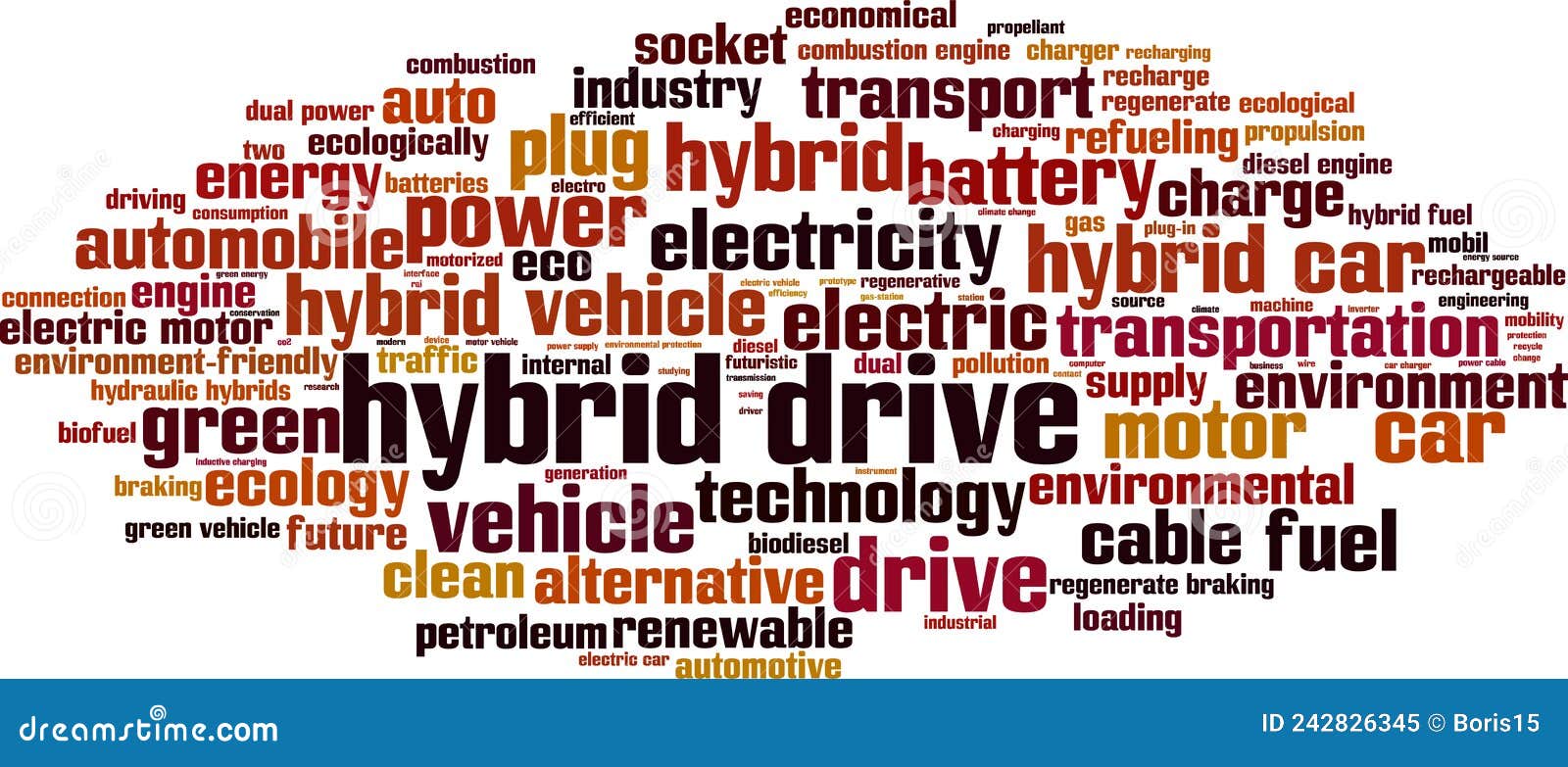 Hybrid drive word cloud stock vector. Illustration of engine - 242826345