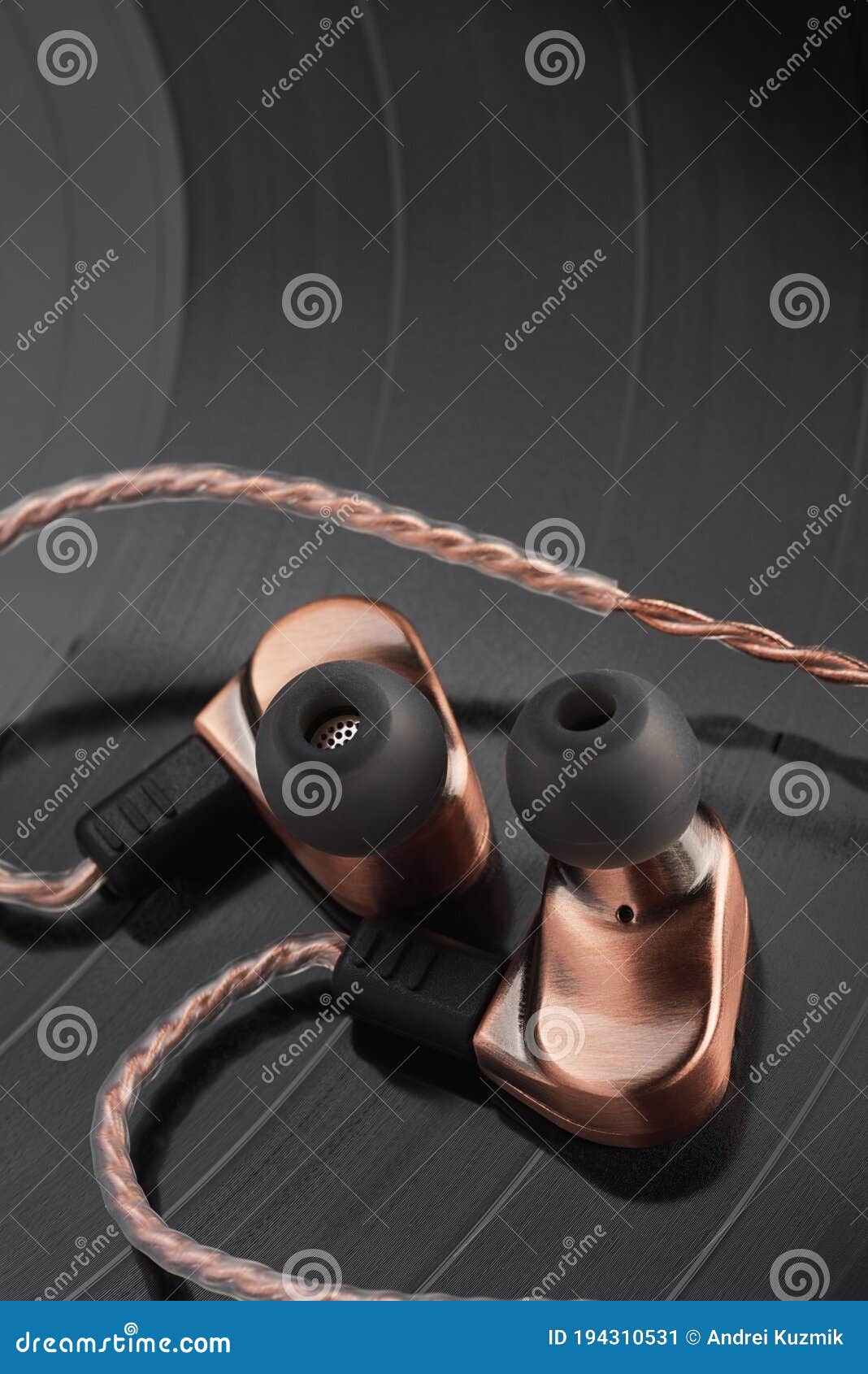 Hybrid Ear-buds on the LP Vinyl Record Stock Image - Image of metallic ...