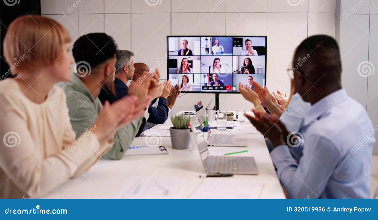 Hybrid Event Training Meeting. Promotion Applause Stock Photo - Image ...