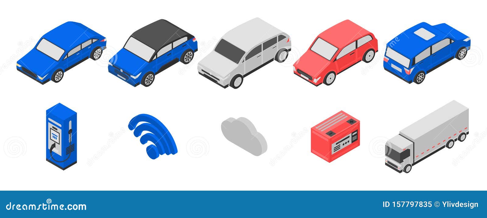 Hybrid Icons Set, Isometric Style Stock Vector - Illustration of smart ...