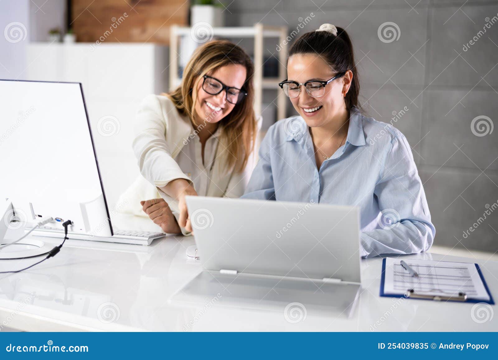 Hybrid Laptop at Workplace in Office Stock Image - Image of device ...