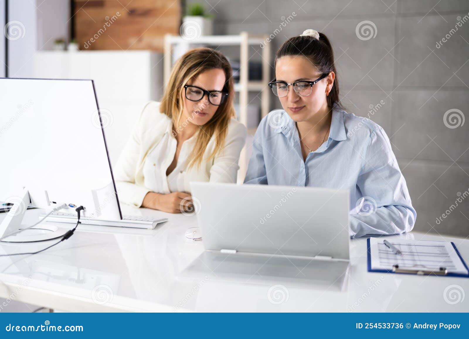 Hybrid Laptop at Workplace in Office Stock Photo - Image of screen ...