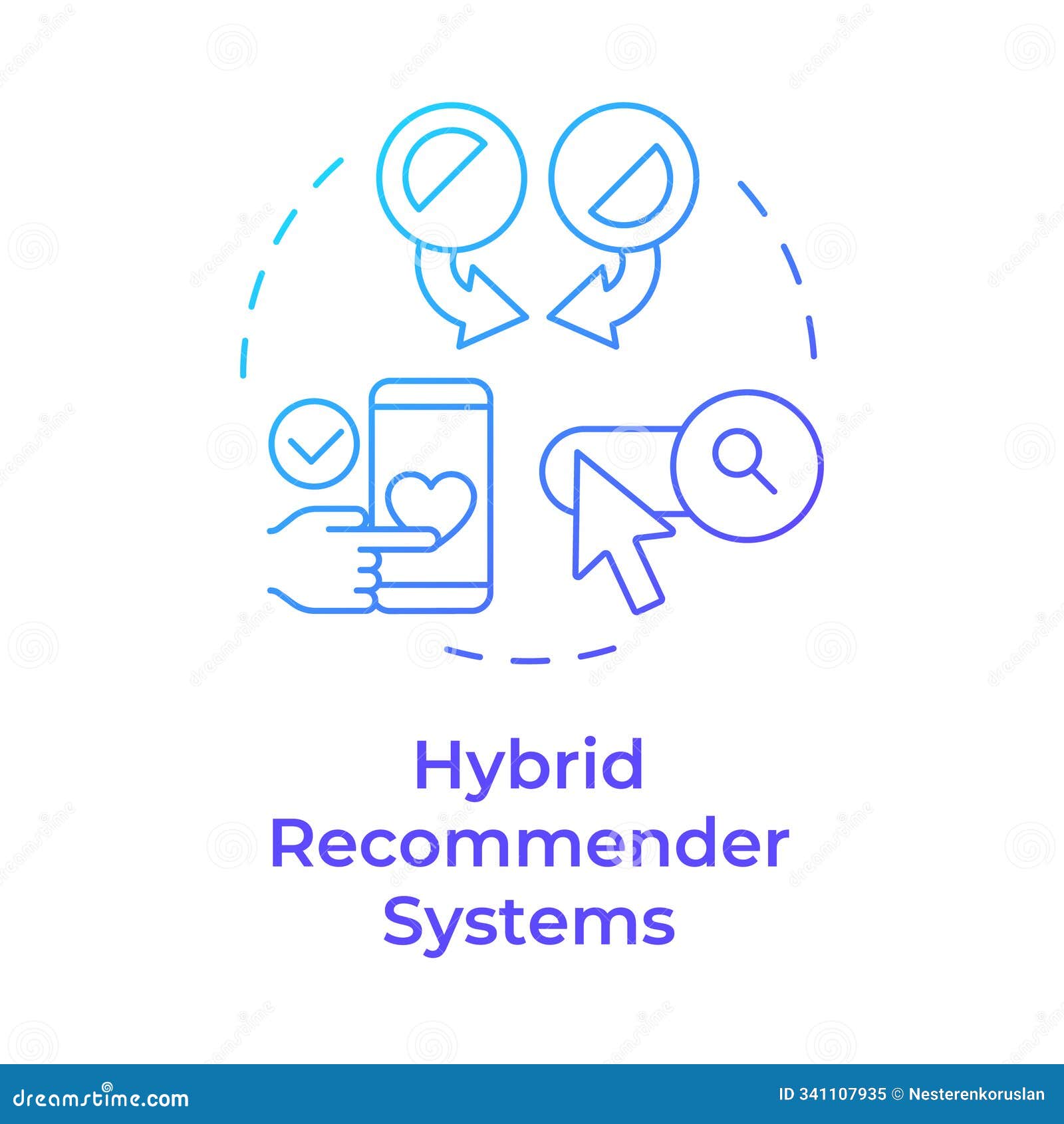 Hybrid Recommender Systems Blue Gradient Concept Icon Stock ...