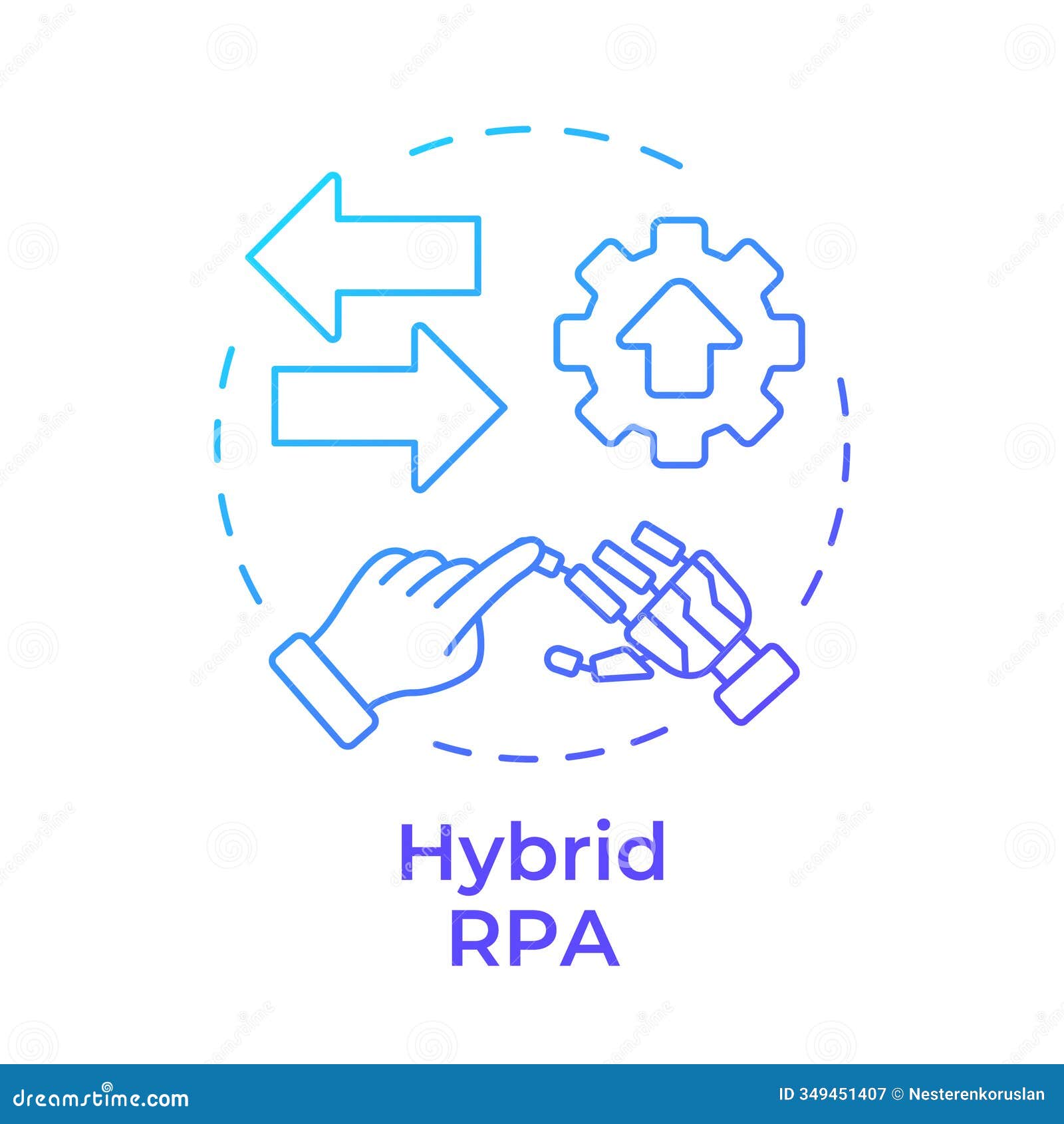 Hybrid RPA Blue Gradient Concept Icon Stock Vector - Illustration of ...