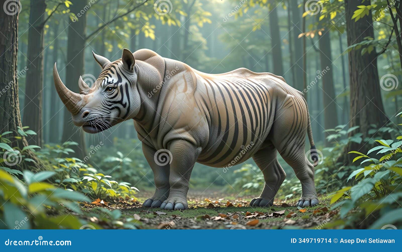 Rhinoceros Set, Standing Side View And Portrait, Handpainted Watercolor ...