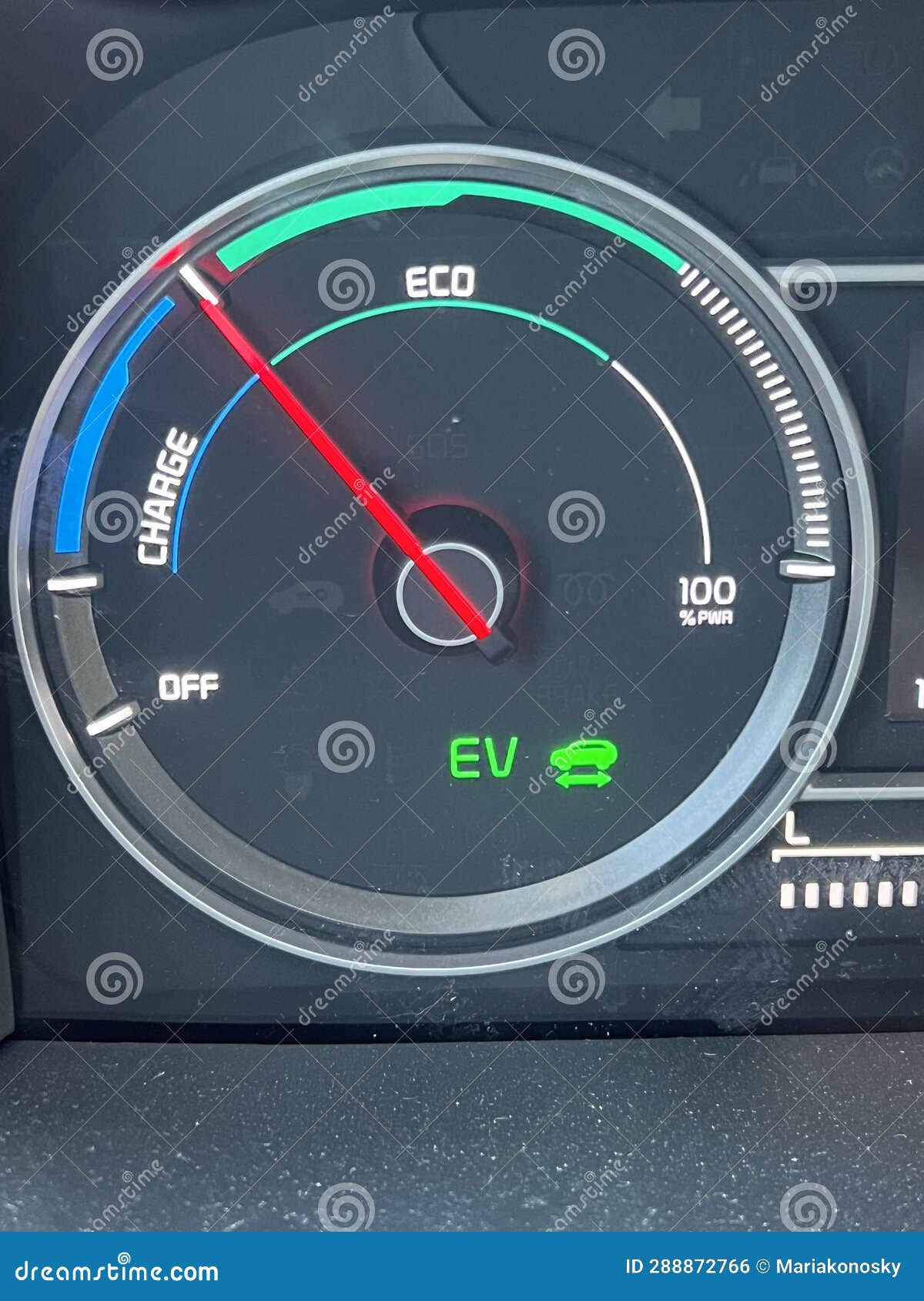 Hybrid Vehicle Dashboard Display Stock Photo - Image of instrument ...