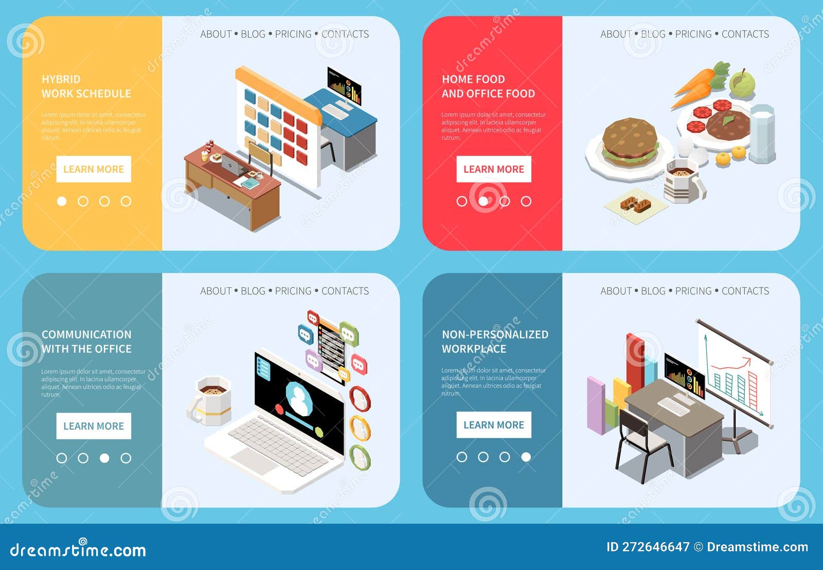 Hybrid Work Models Blue Brochure Template Vector Illustration ...