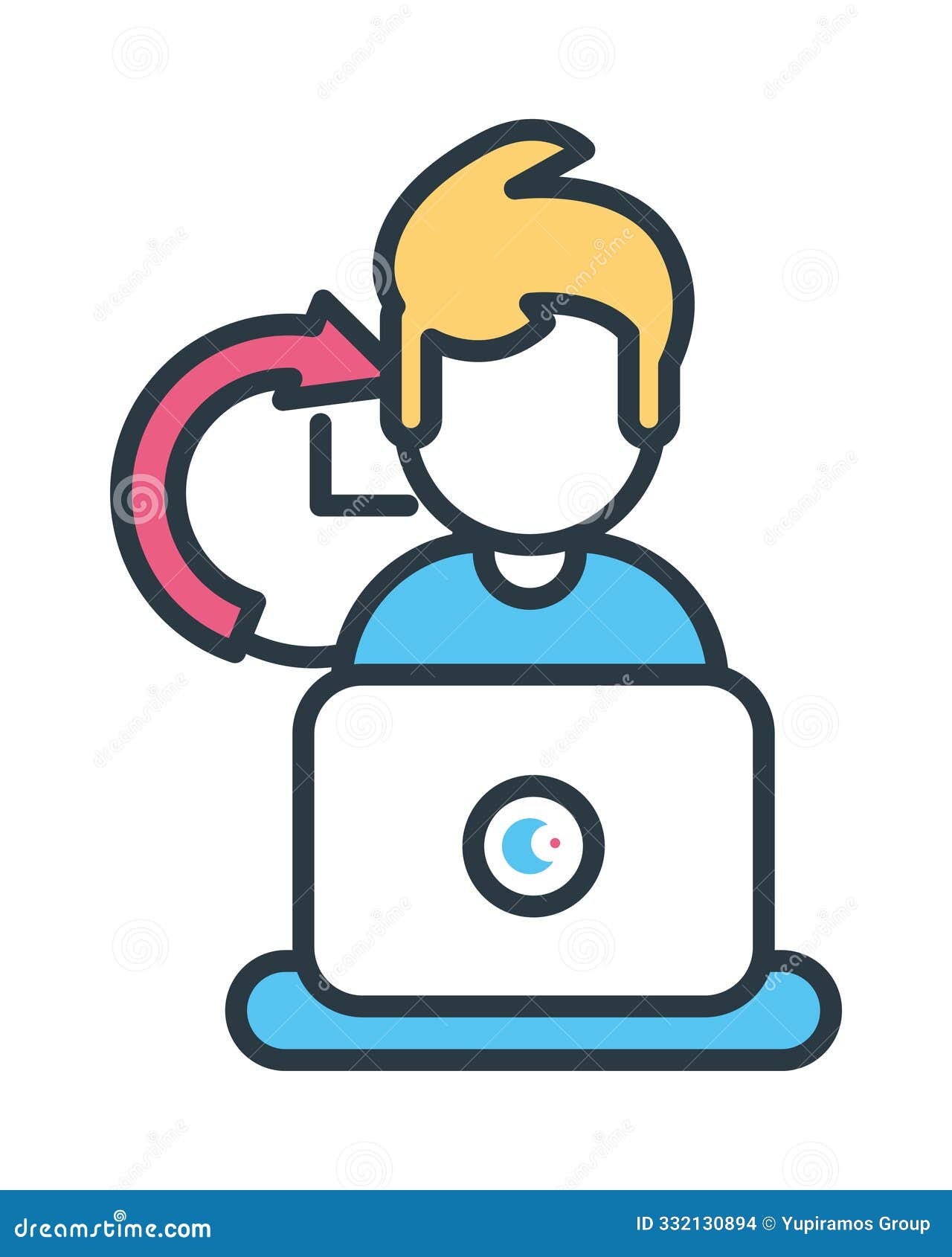 Hybrid Work Employee with Laptop Stock Vector - Illustration of ...
