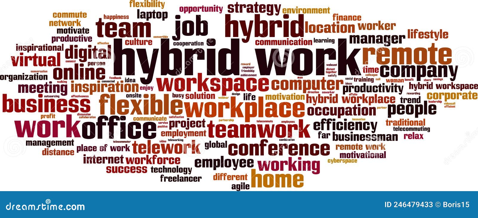 Hybrid work word cloud stock vector. Illustration of office - 246479433