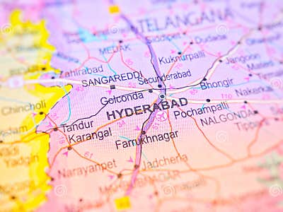 Hyderabad on a Map of India with Blur Effect Stock Image - Image of ...