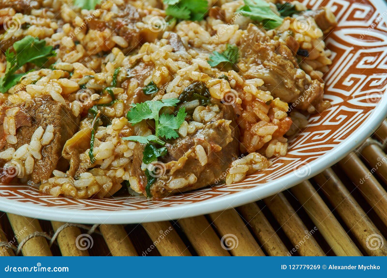 Hyderabadi Mutton Tahari stock image. Image of plate - 127779269