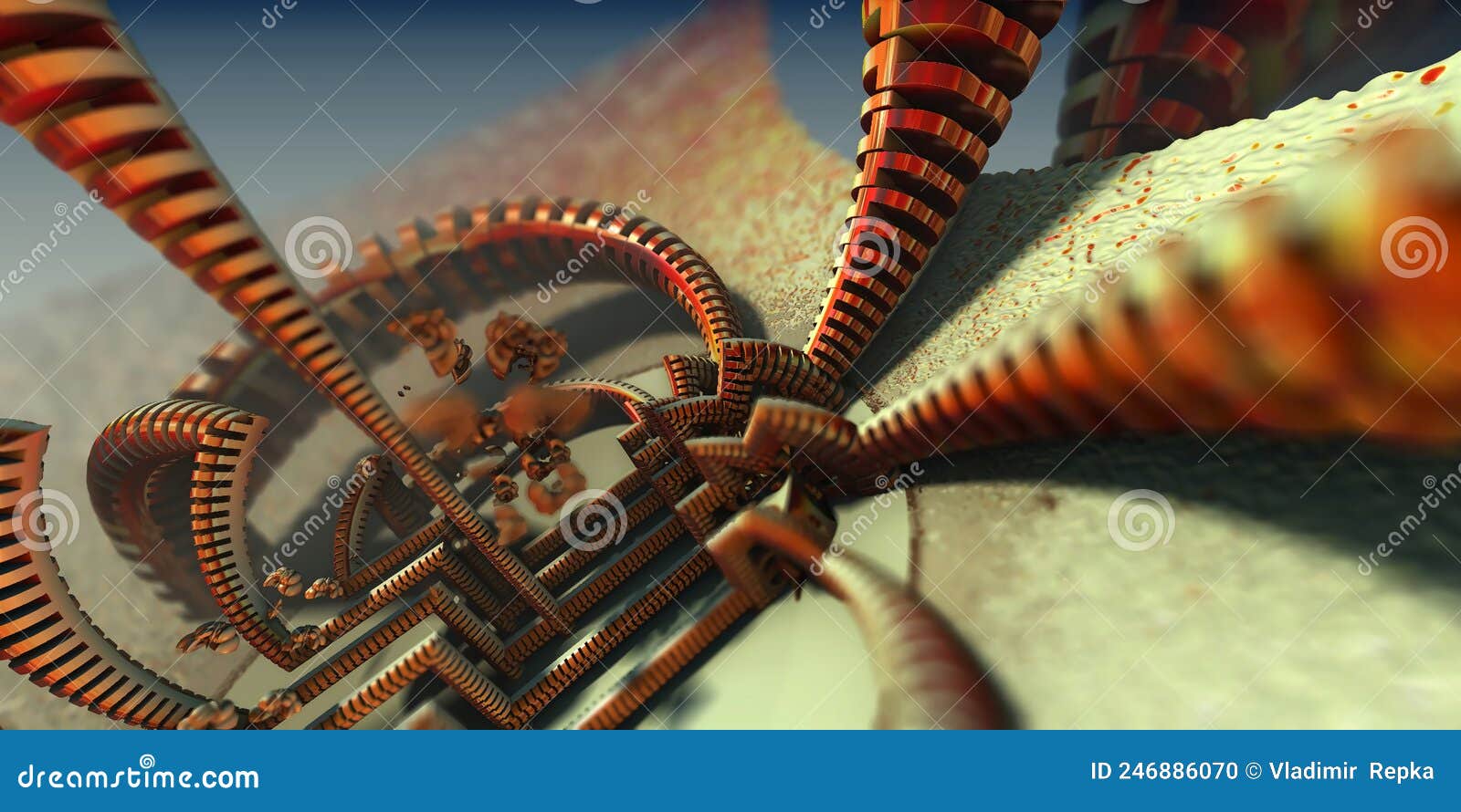 The Hydra-3D Computer Render Virtual Scene Stock Illustration ...