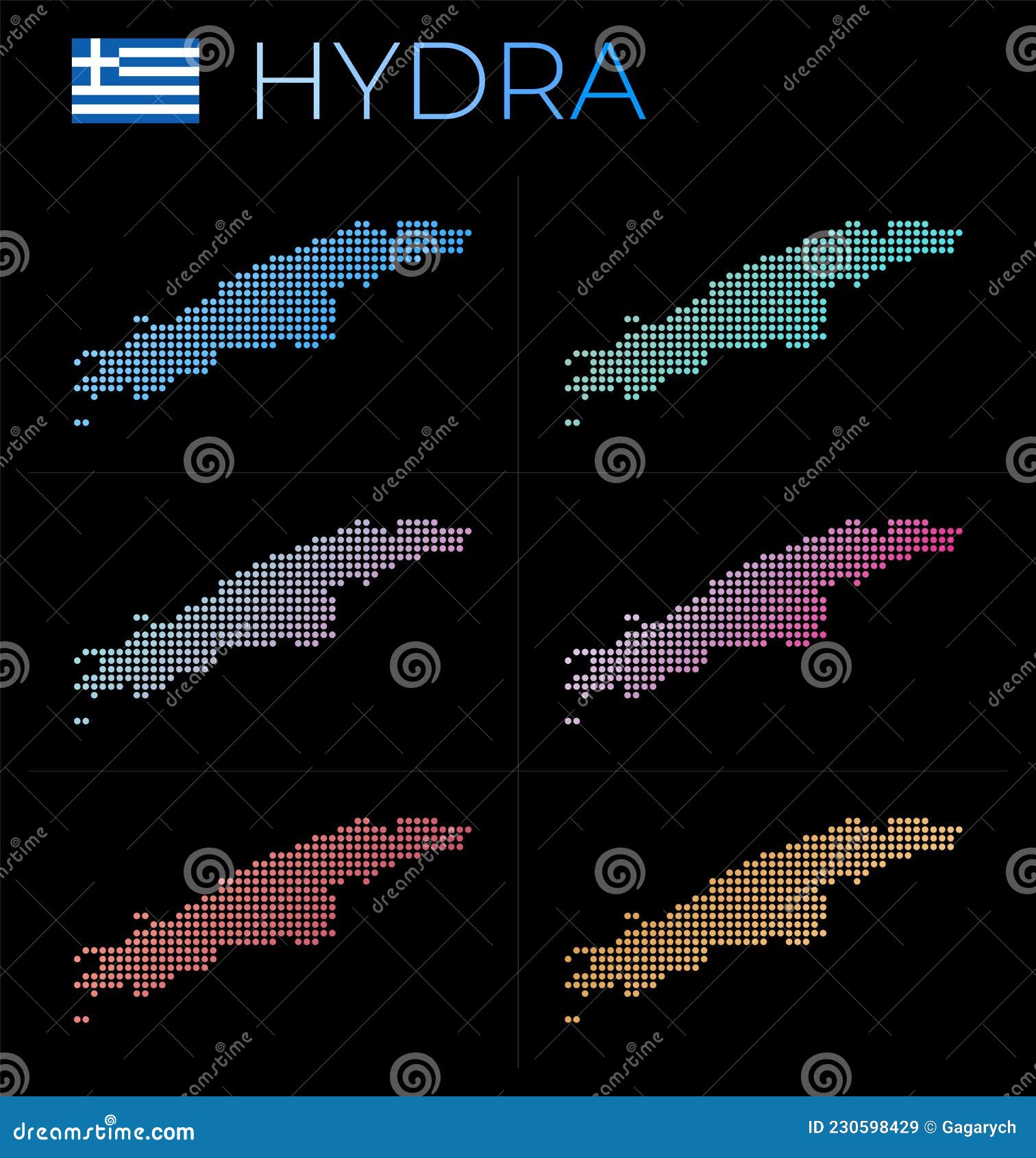 Hydra dotted map set. stock vector. Illustration of collection - 230598429