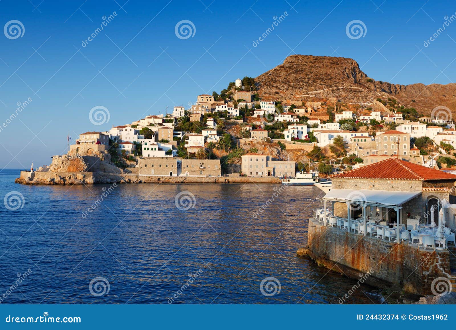 Hydra, Greece stock photo. Image of sailing, island, restaurant - 24432374