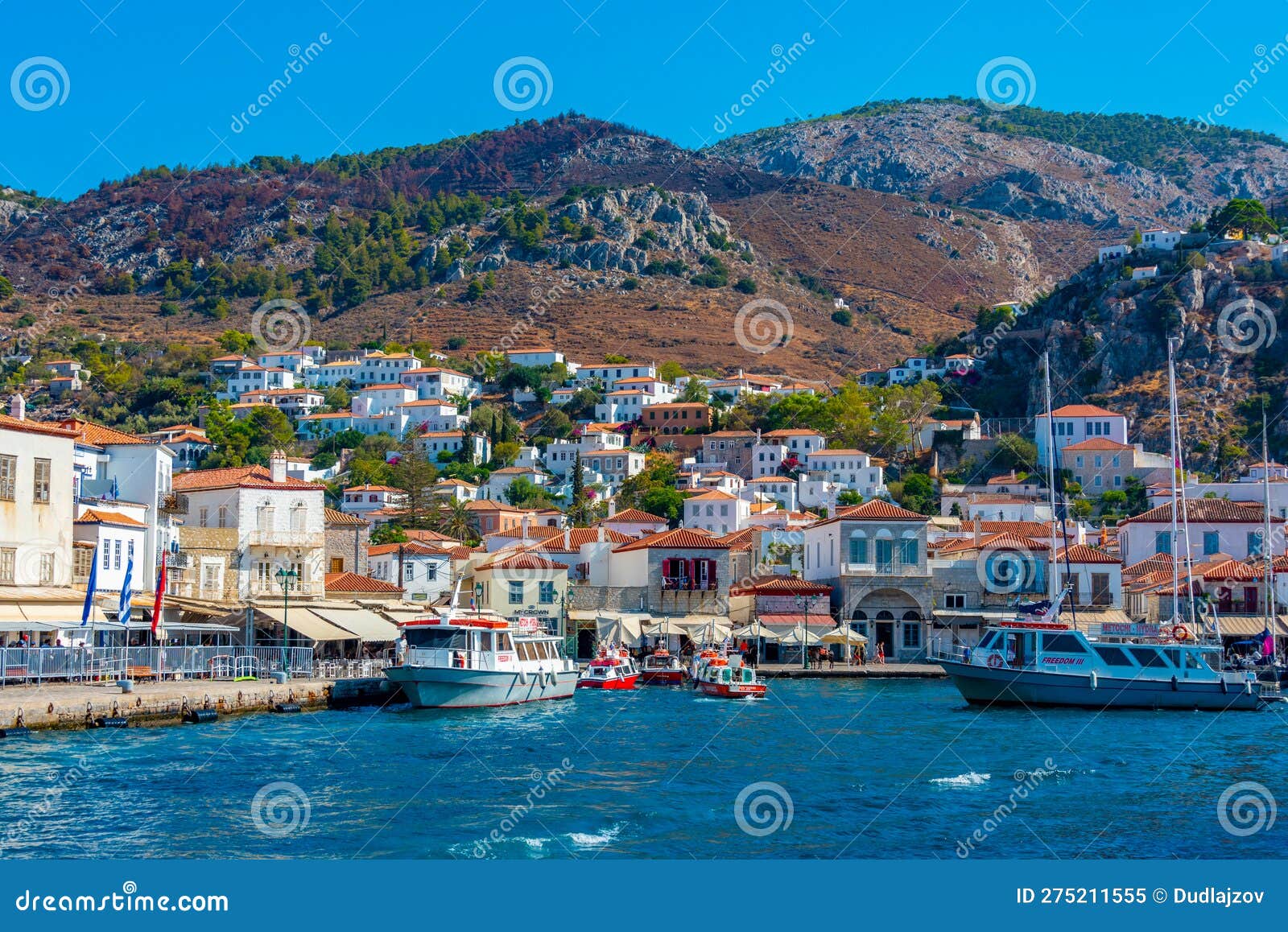 Hydra, Greece, September 4, 2022: View of Port of Hydra in Greec ...