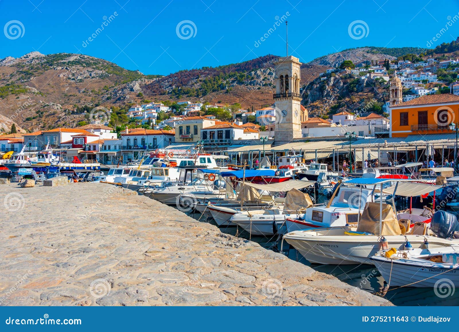 Hydra, Greece, September 4, 2022: View of Port of Hydra in Greec ...
