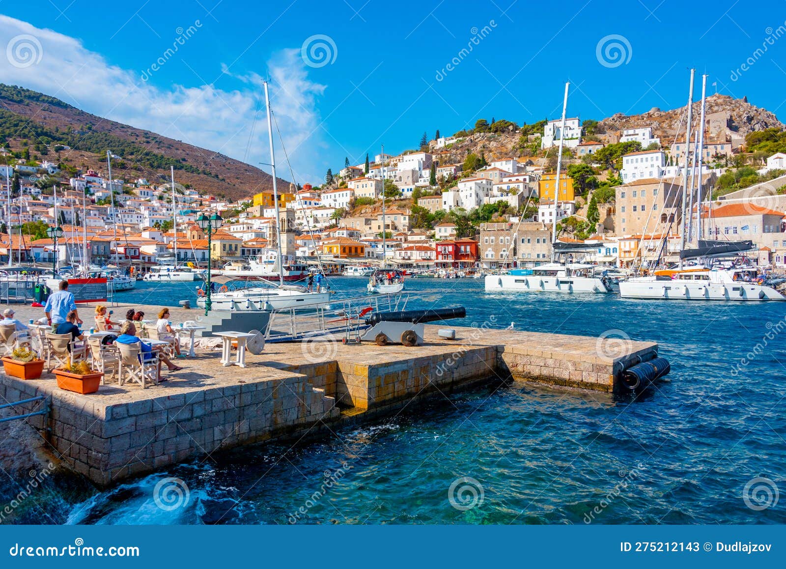 Hydra, Greece, September 5, 2022: View of Port of Hydra in Greec ...