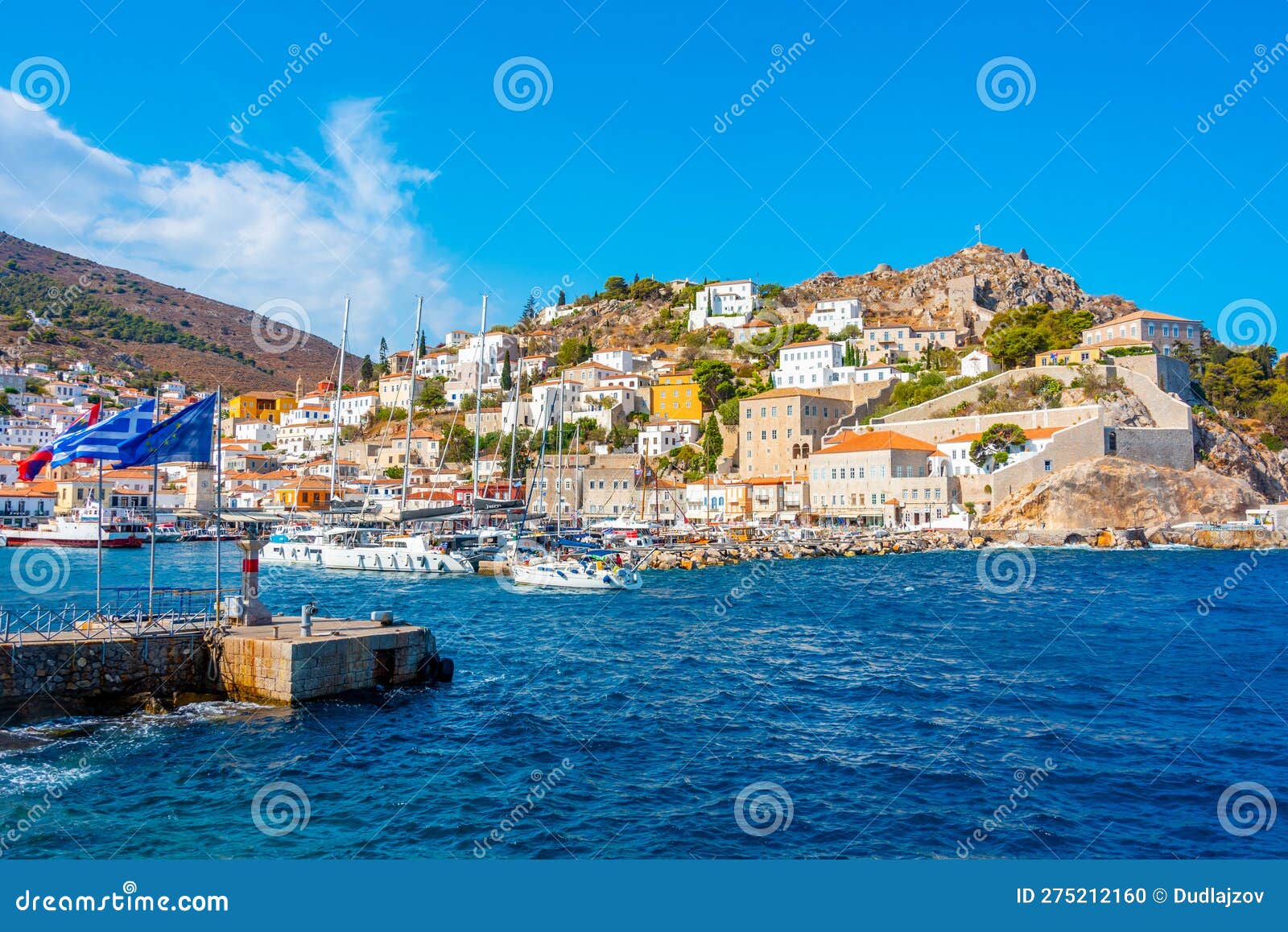 Hydra, Greece, September 5, 2022: View of Port of Hydra in Greec ...