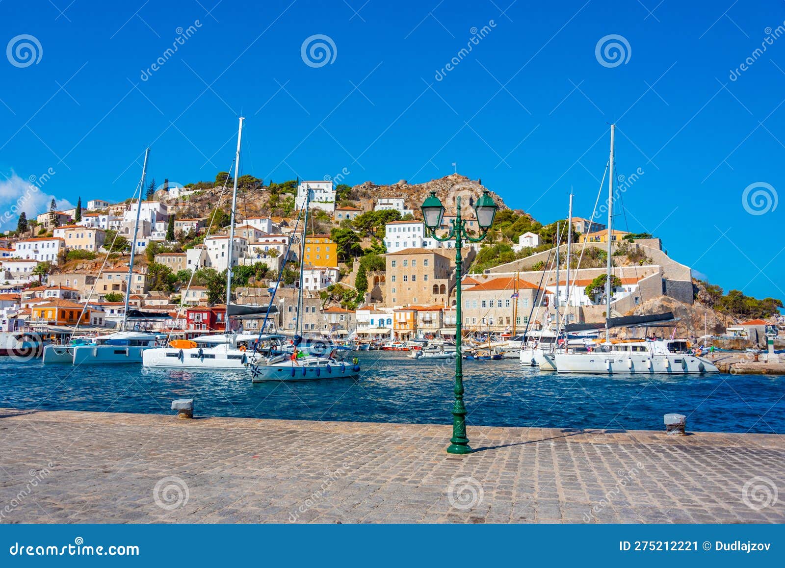 Hydra, Greece, September 5, 2022: View of Port of Hydra in Greec ...