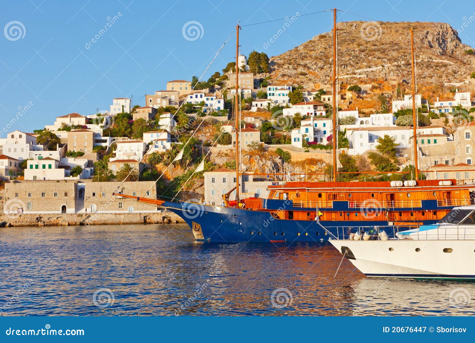 Hydra island, Greece stock image. Image of fortress, hill - 20676447