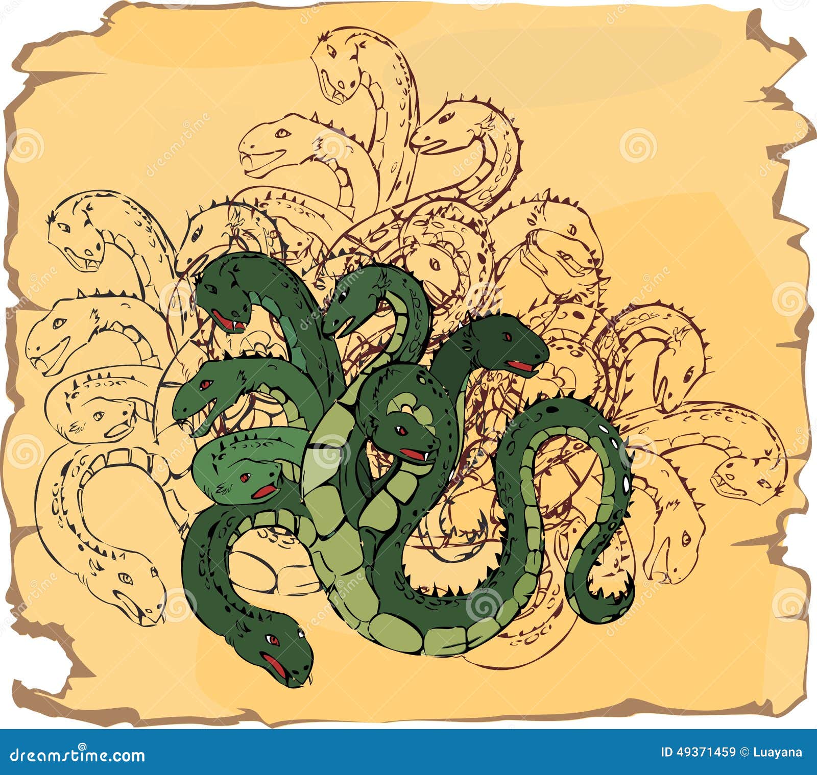 Hydra Mystical Water Snake On Green Screen Background Royalty-Free ...