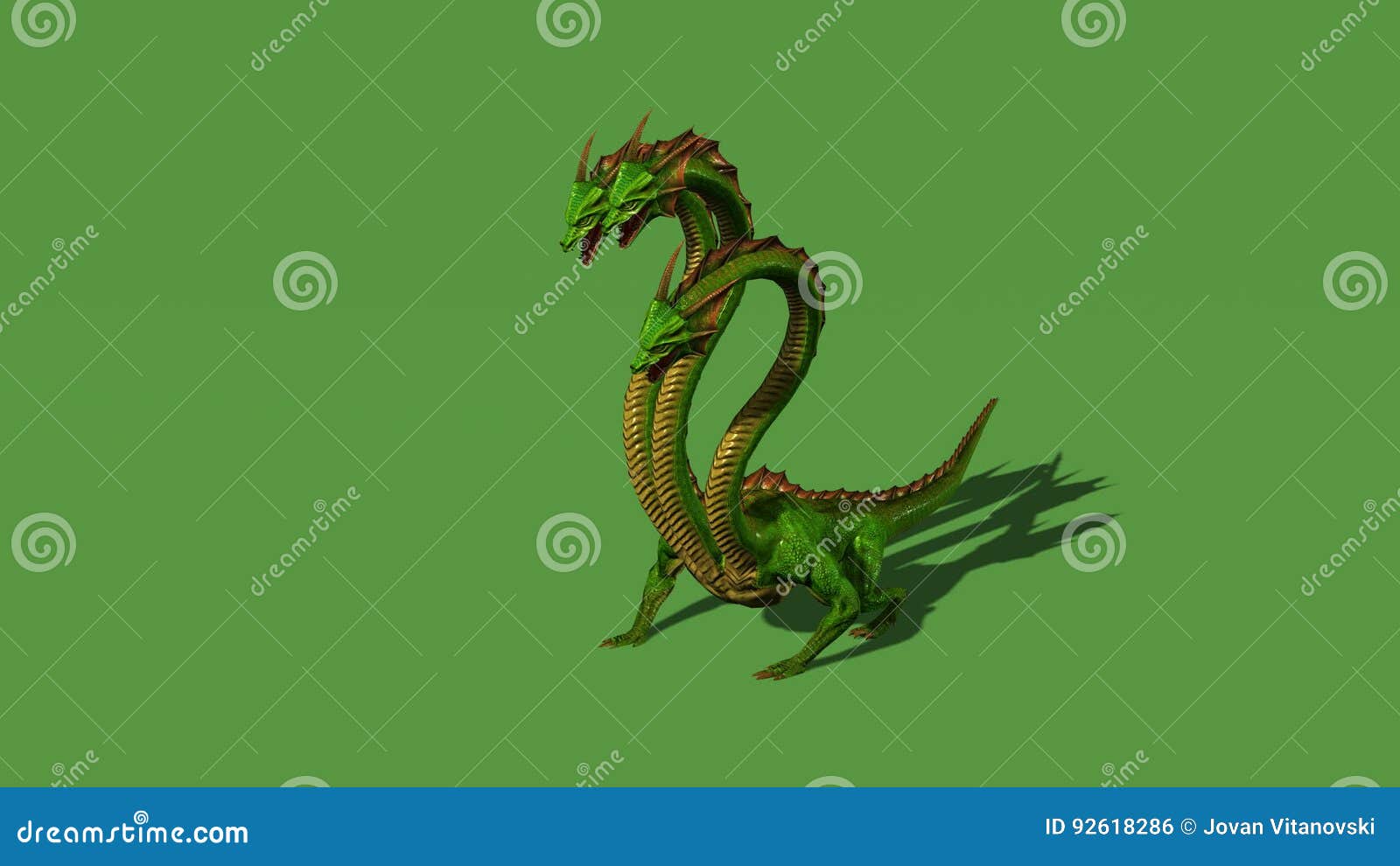Hydra Mystical Water Snake Roars - Isolated on Green Screen Stock ...