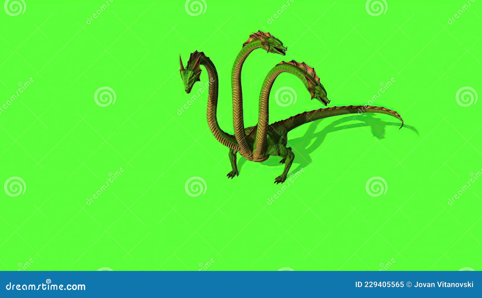 Hydra Mystique Serpent D'eau Sur Fond Vert Illustration Stock ...