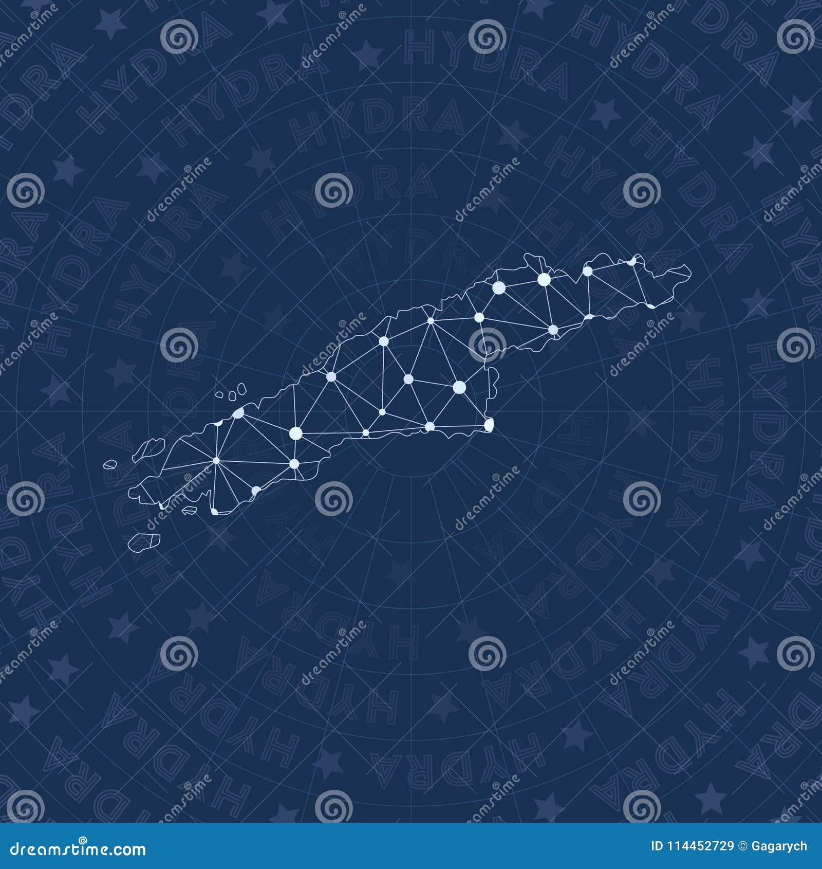 Hydra Network, Constellation Style Island Map. Stock Vector ...