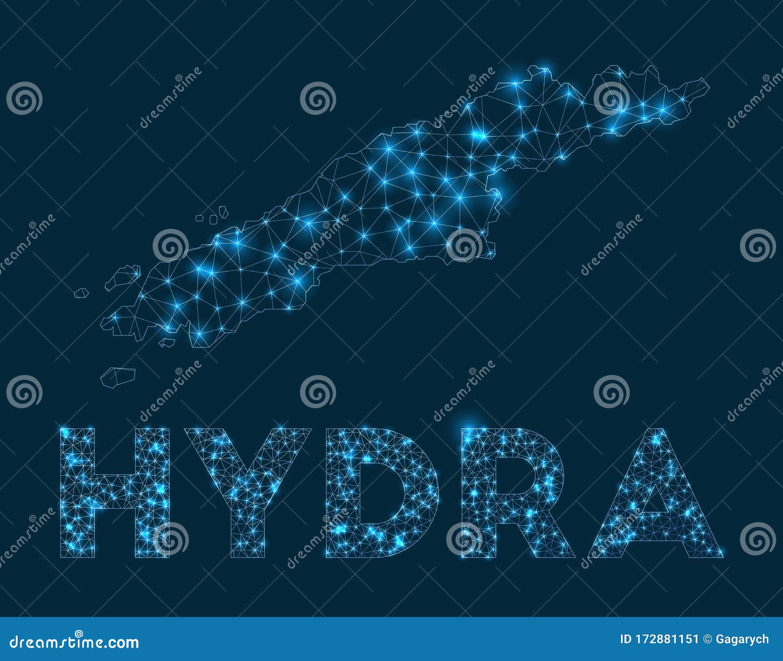 Hydra - Communication Network Map Of Island. Cartoon Vector ...