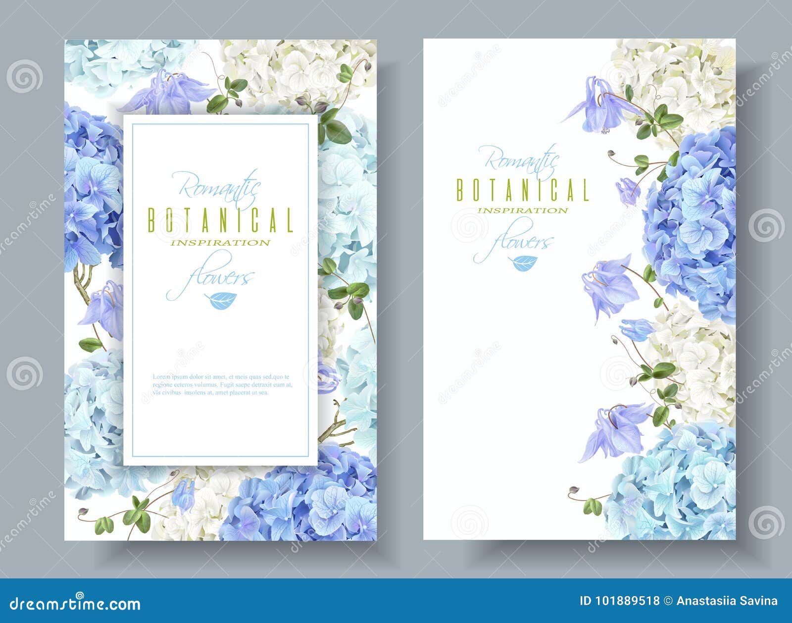 Hydrangea banners blue stock vector. Illustration of bright - 101889518