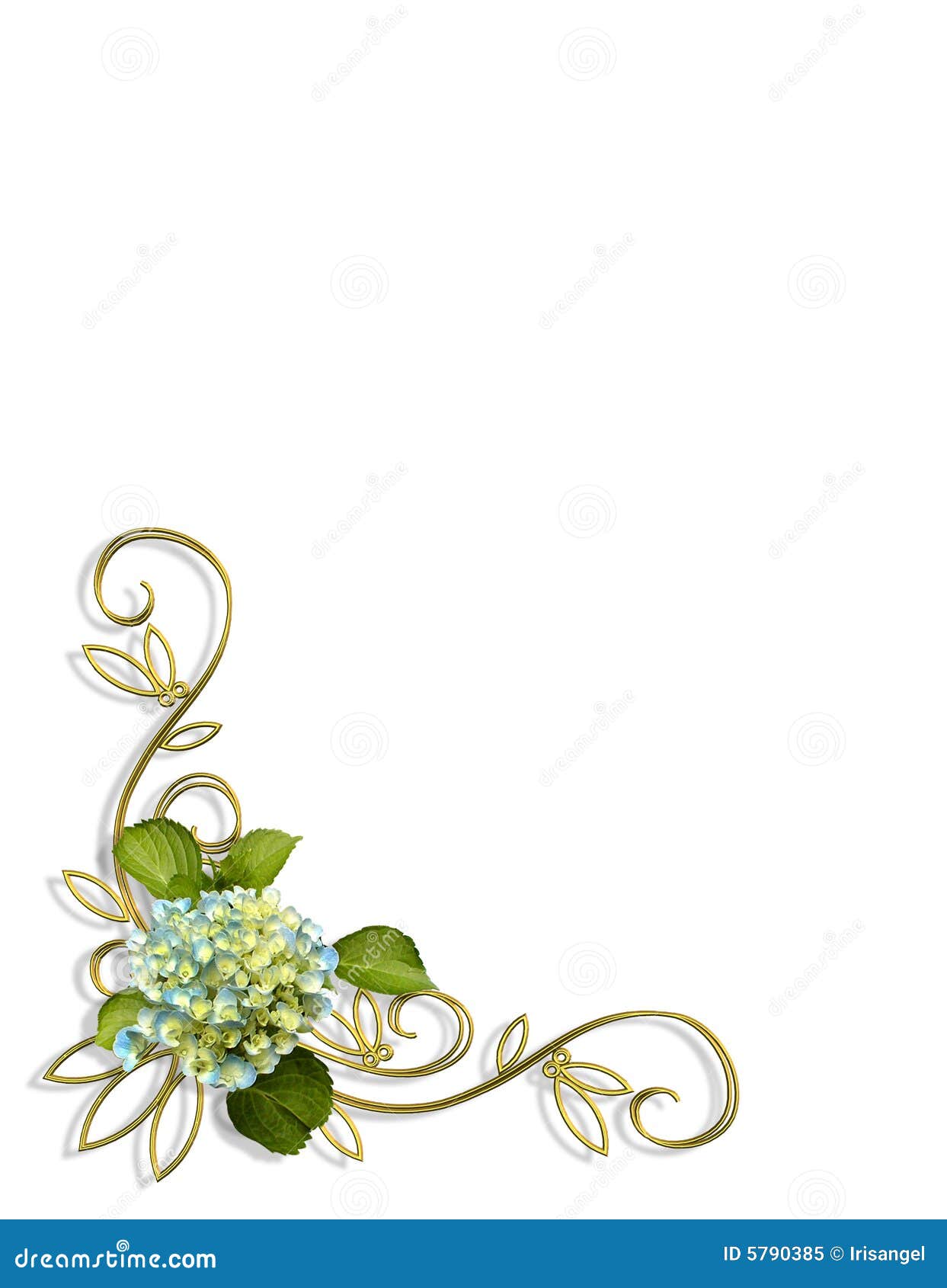 Hydrangea Floral Corner Design Stock Illustration - Illustration of ...