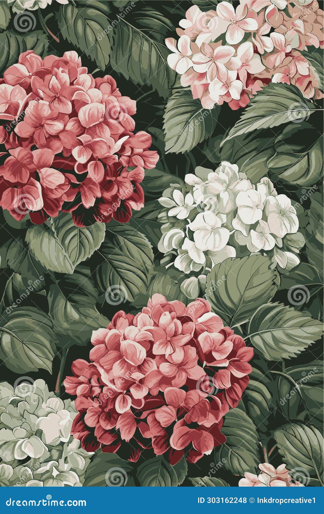 Hydrangea Flower Background. Floral Botanical Pattern for Decorative ...