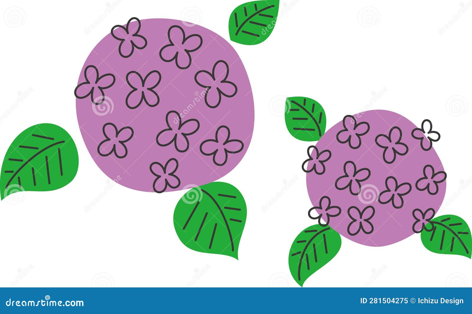 The Hydrangea Illustration (simple, Violet Stock Vector - Illustration ...