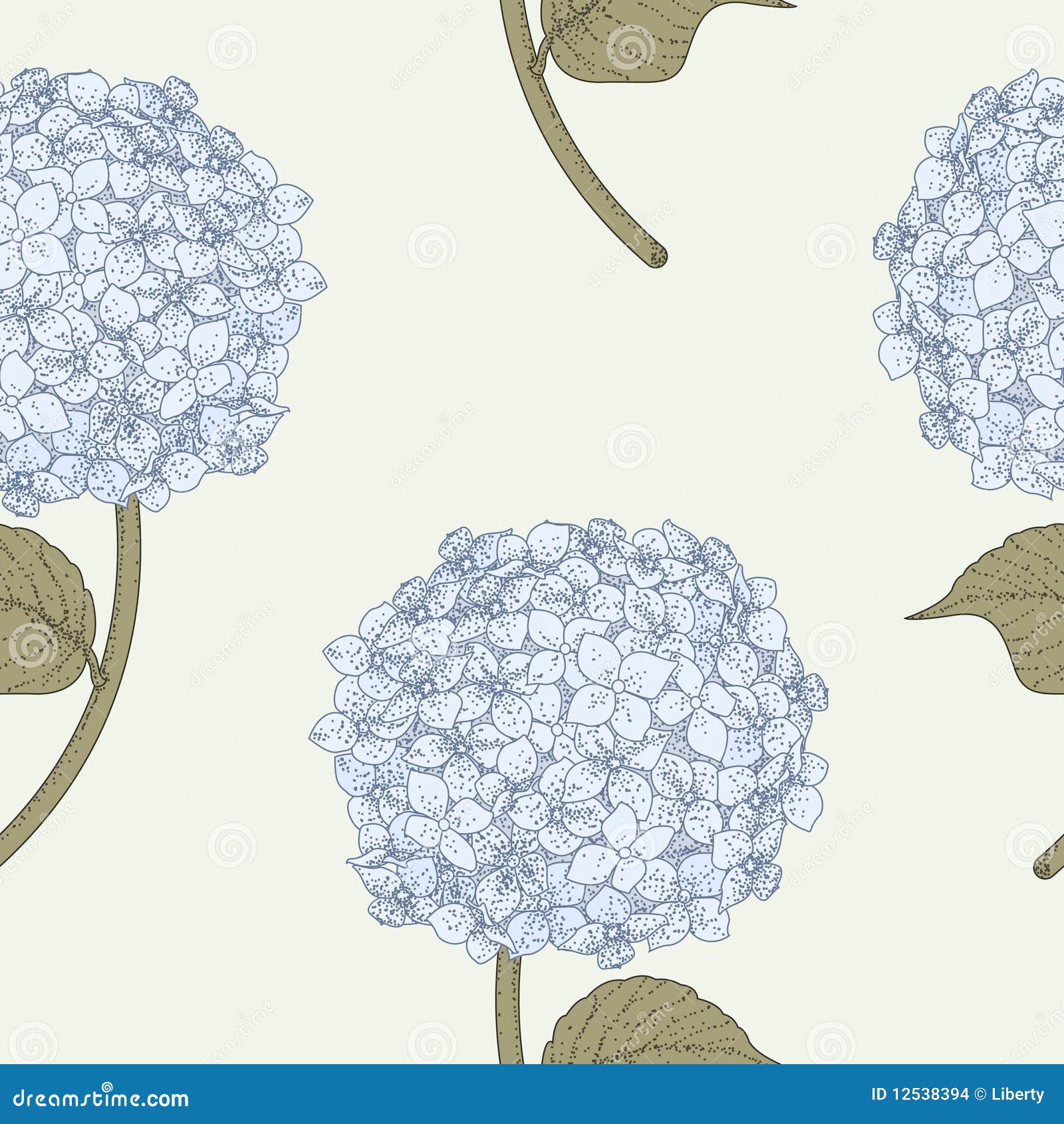 Hydrangea Seamless Pattern stock vector. Illustration of stem - 12538394