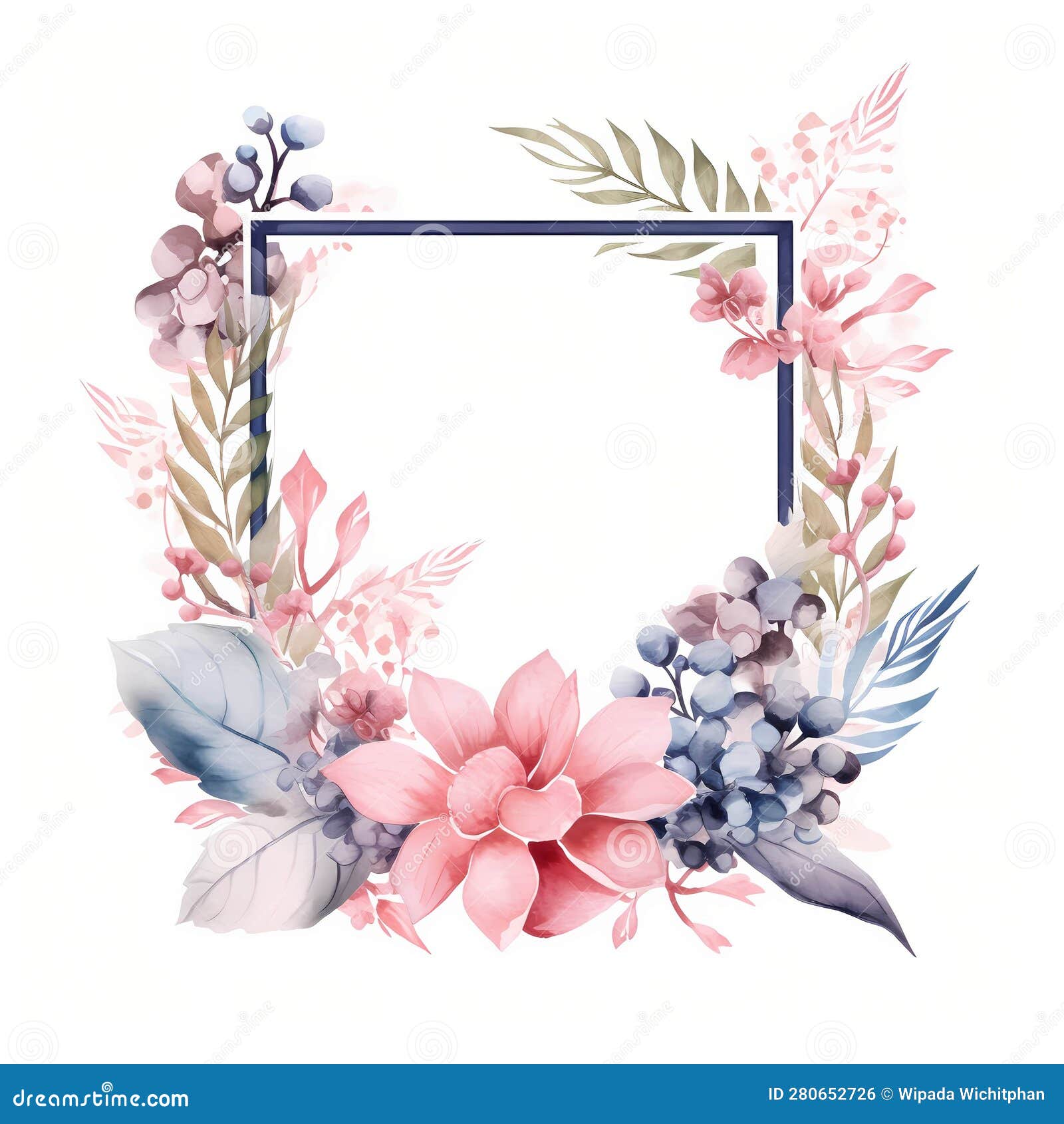 Hydrangea Square Frame, Floral Frame, Floral Border, Watercolor Painted ...