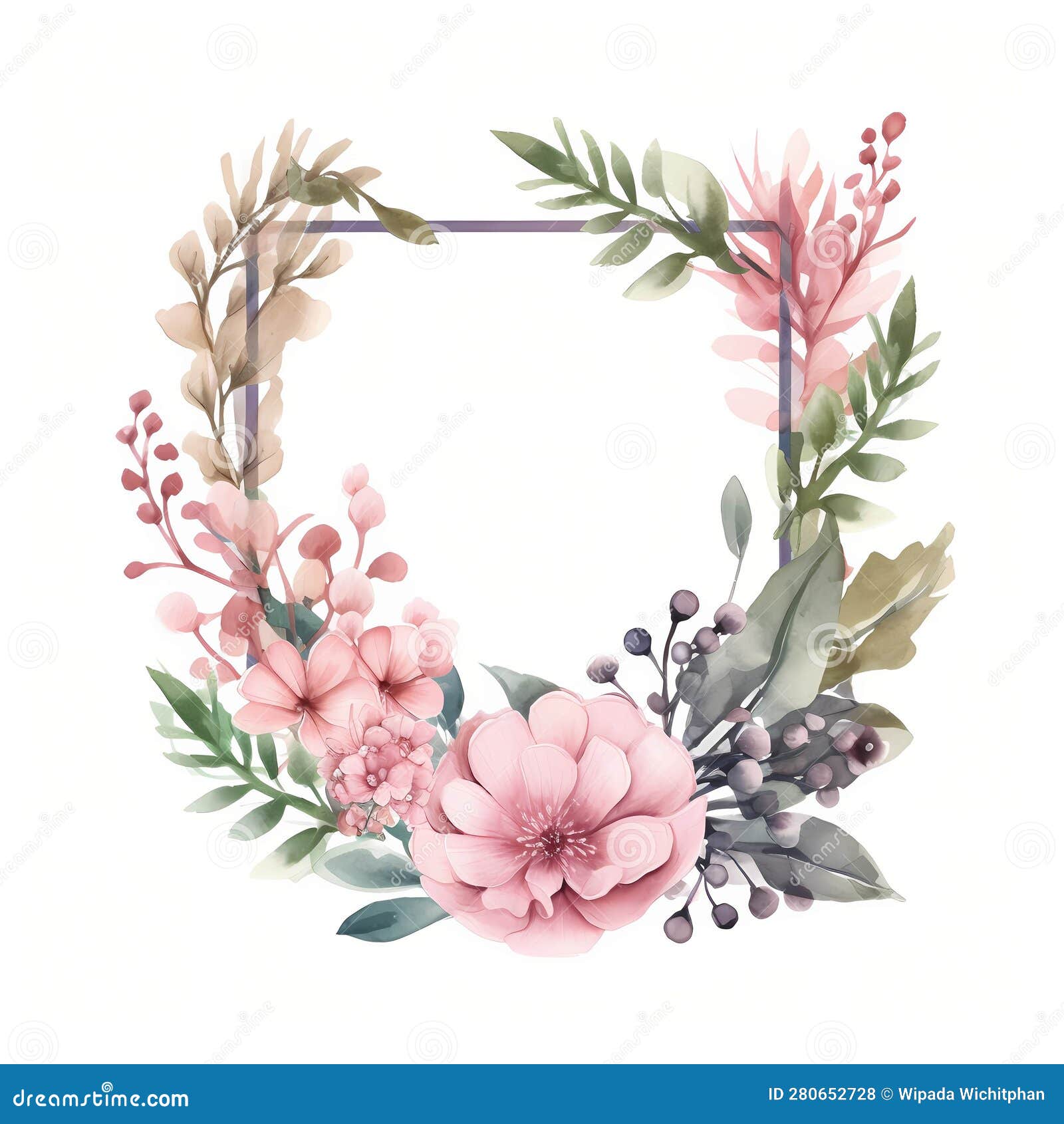 Hydrangea Square Frame, Floral Frame, Floral Border, Watercolor Painted ...